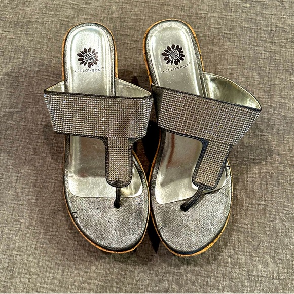 Yellow Box | Shoes | Yellow Box 85 Silver Wedge Sandals With ...